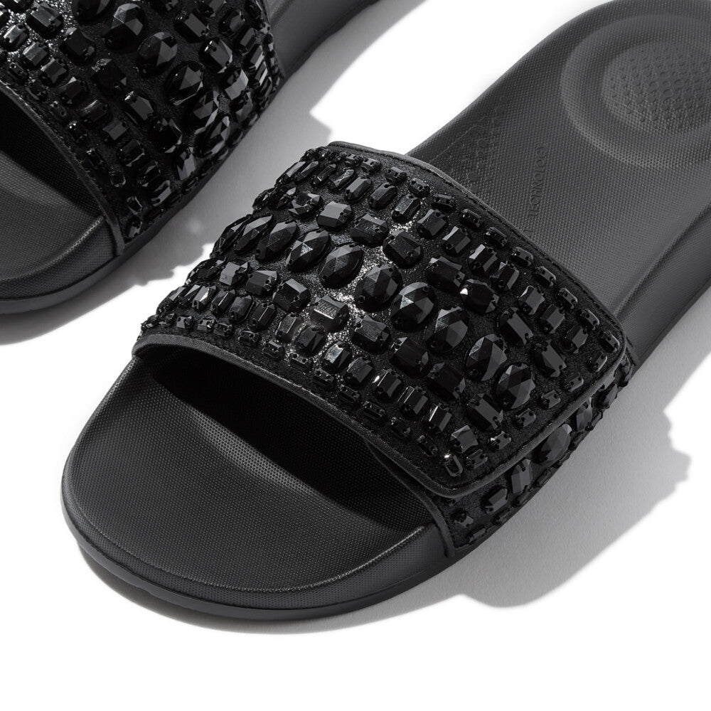 IQUSHION Adjustable Multi-Crystal Sliders in All Black | eightywingold ...